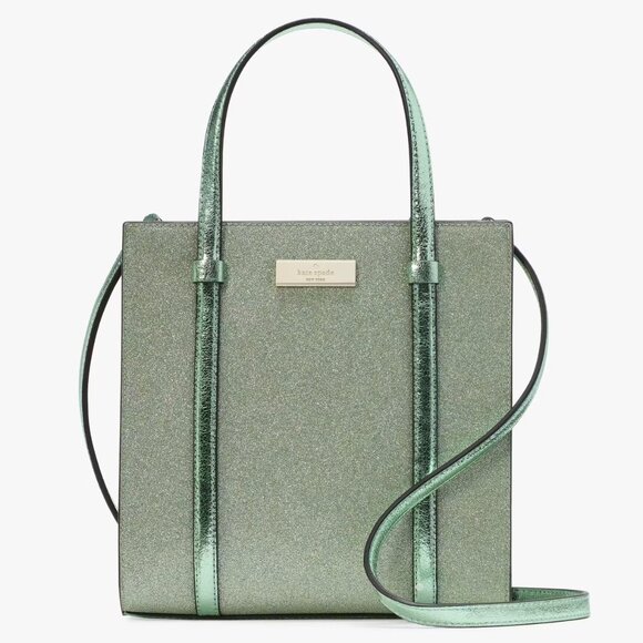 kate spade | Bags | Kate Spade Kenzie Glitter Small Tote Seawater ...